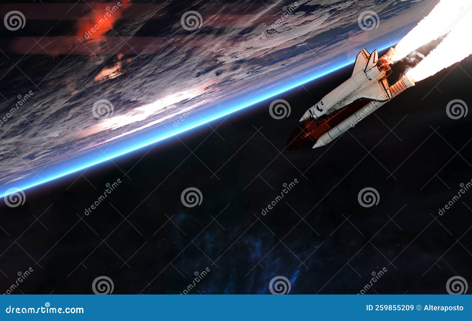 Space Shuttle in Earth Orbit. Solar System Stock Image - Image of ...