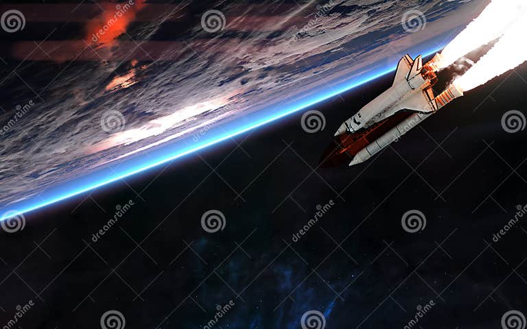 Space Shuttle in Earth Orbit. Solar System Stock Image - Image of ...