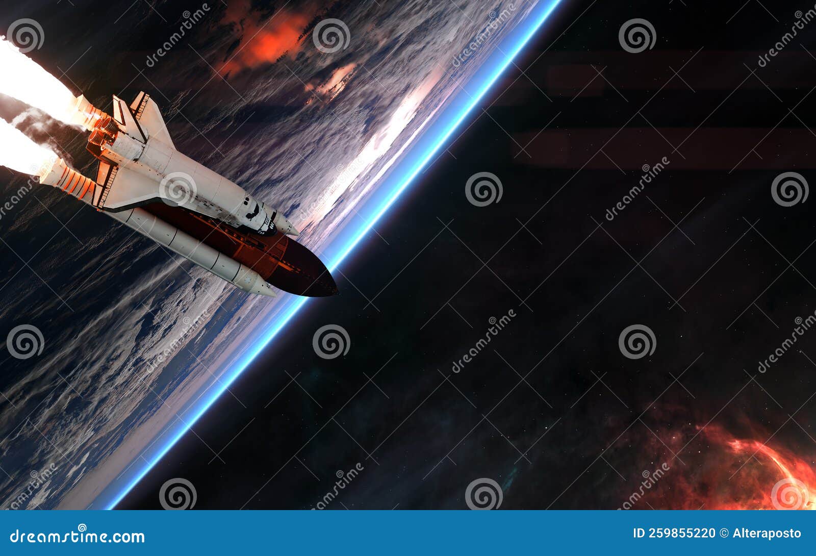 Space Shuttle in Earth Orbit. Solar System Stock Photo - Image of void ...
