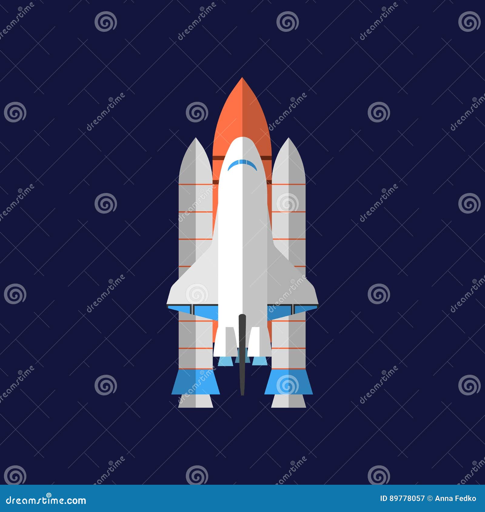 Space Shuttle, Flat Design, Illustration. Stock Illustration ...