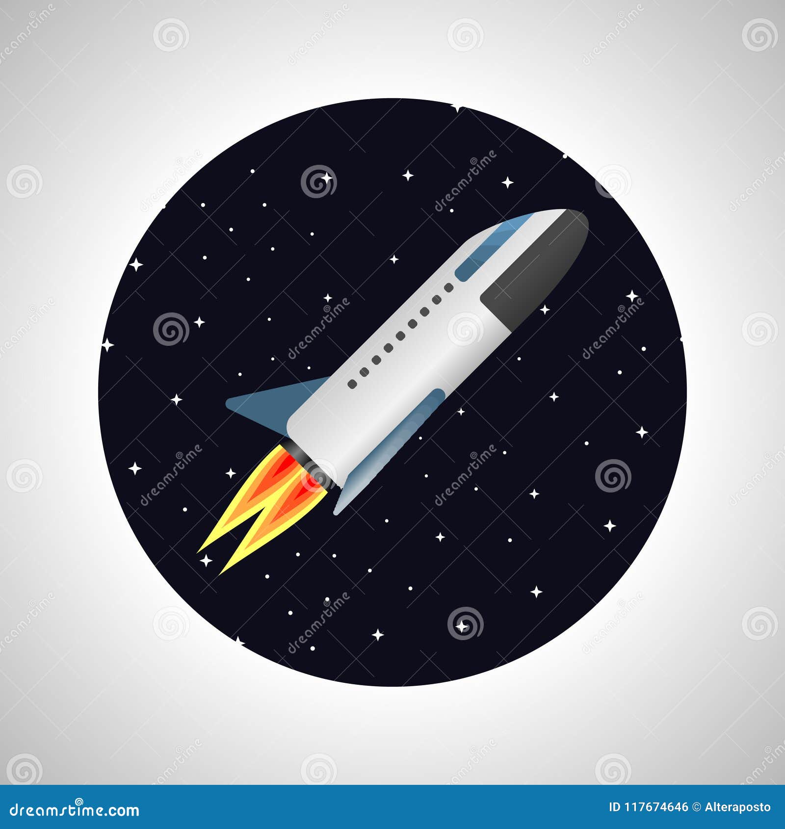 Space Shuttle in Flat Design Stock Vector - Illustration of future ...