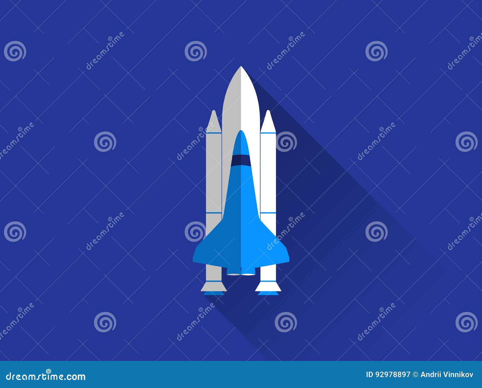 Space Shuttle in a Flat Style with a Long Shadow. Vector Stock Vector ...