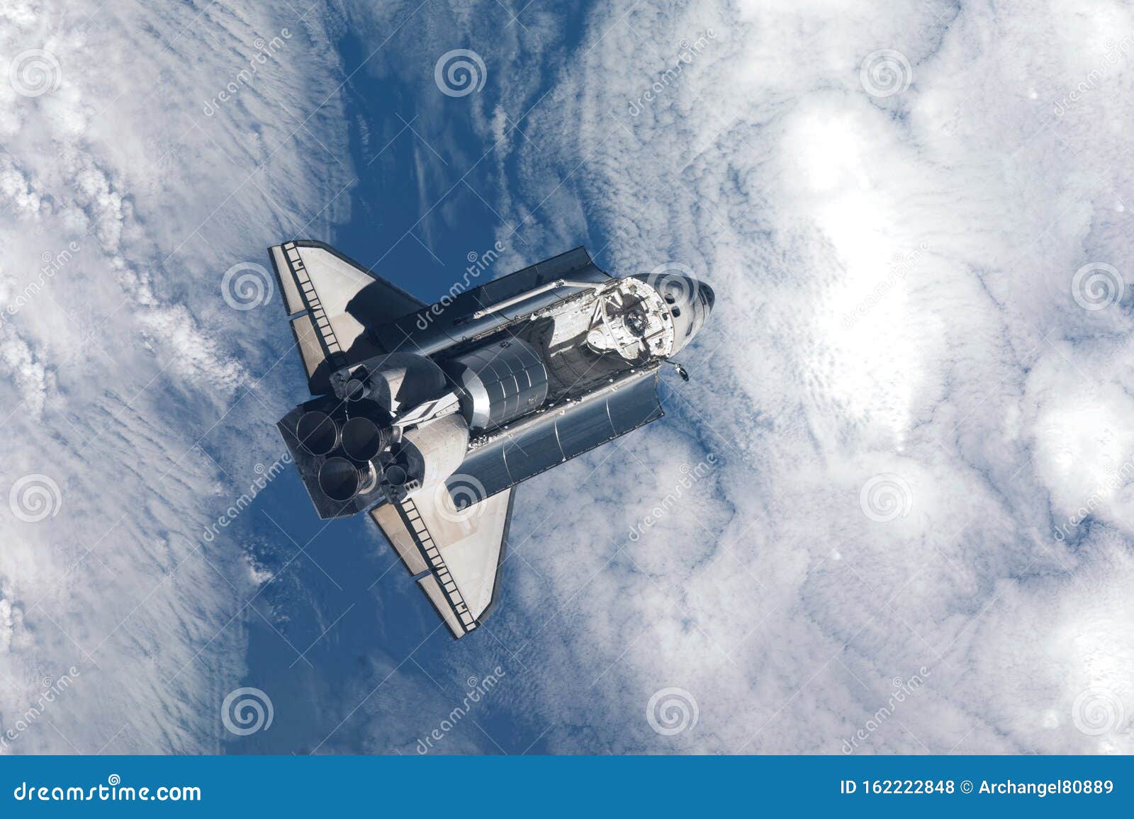 Space Shuttle Flies in the Upper Atmosphere. Elements of this Image ...