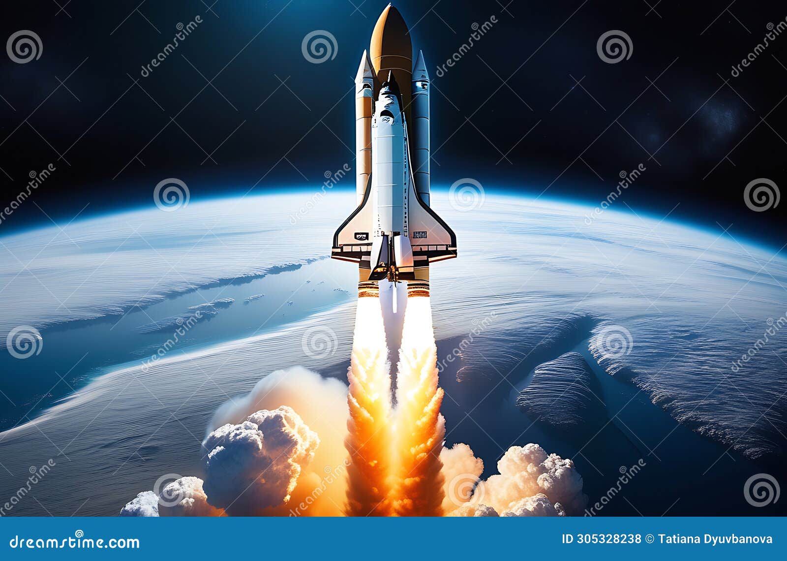 Space Shuttle Flight in Space. Rocket Launch Stock Photo - Image of ...