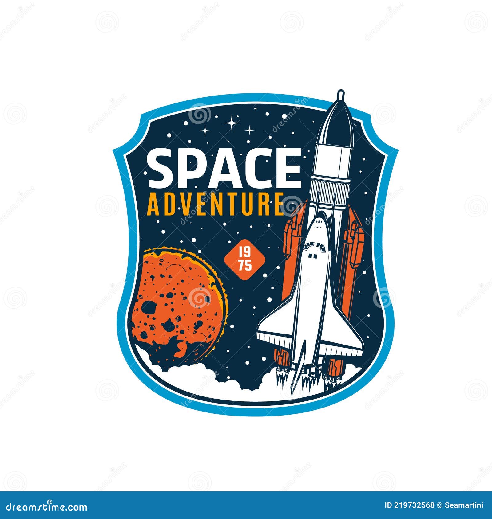 Space Shuttle Icon, Galaxy Explore Vector Emblem Stock Vector ...