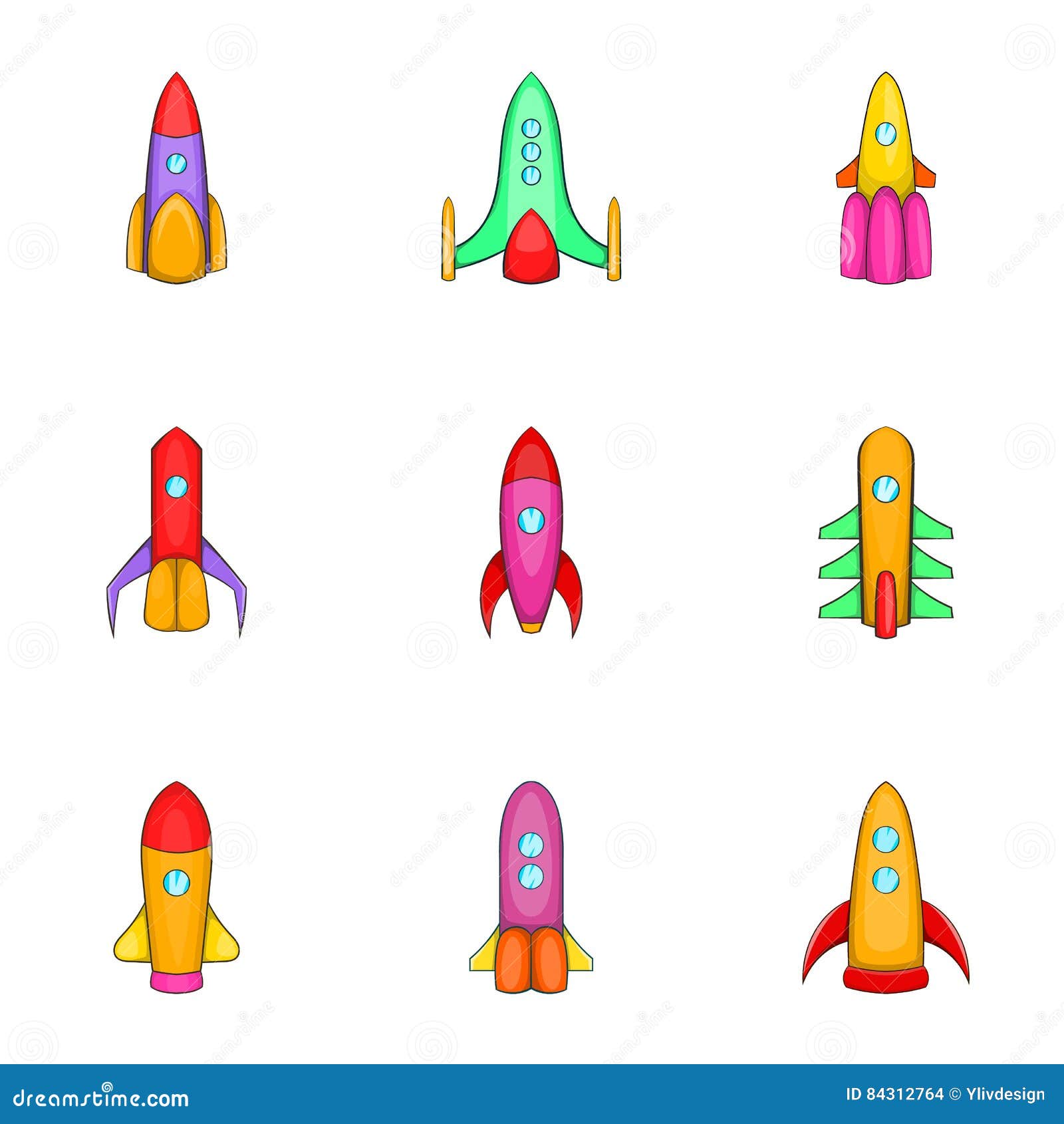 Space Shuttle Icons Set, Cartoon Style Stock Vector - Illustration of ...