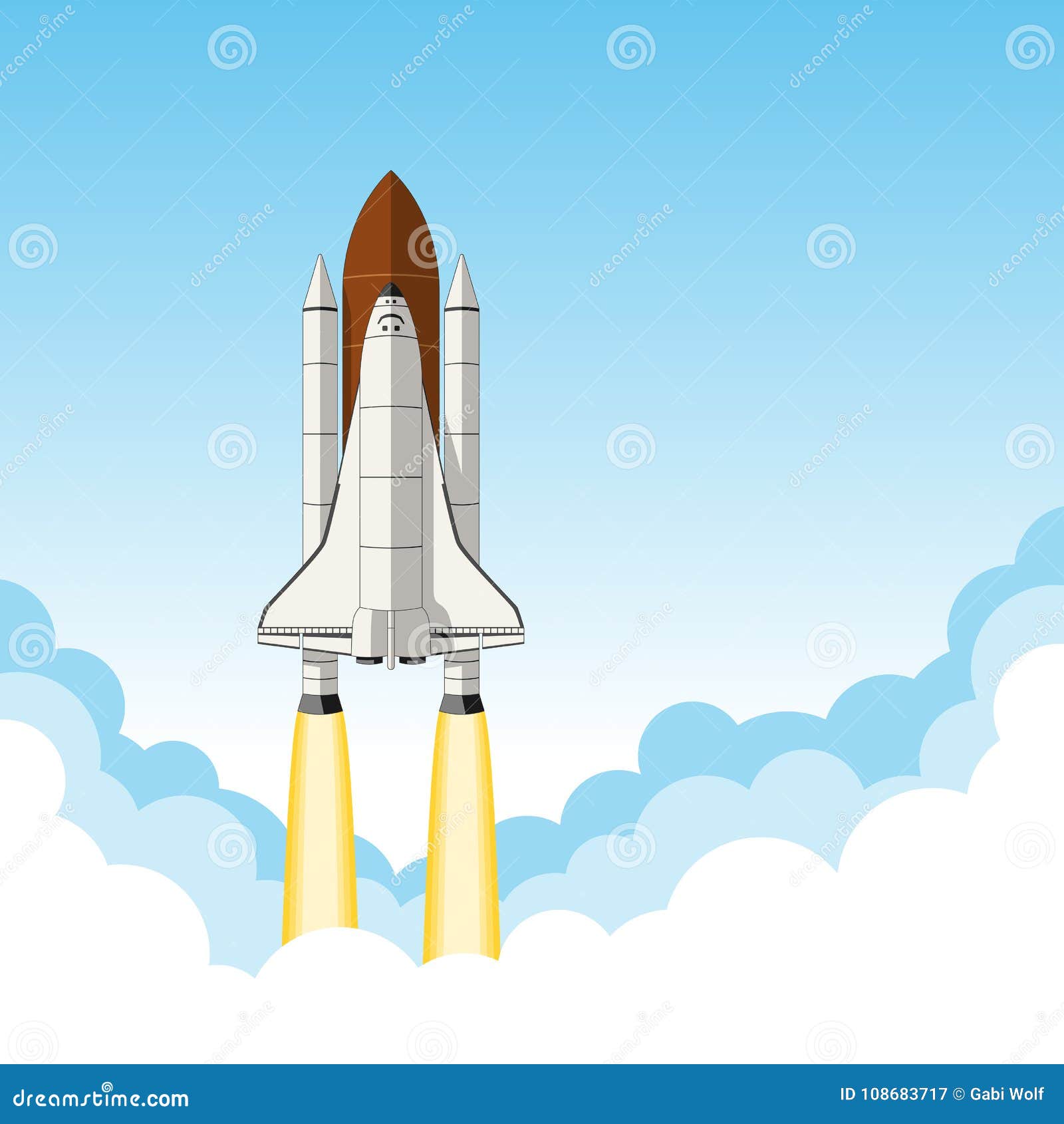 Space shuttle launch. stock vector. Illustration of ship - 108683717