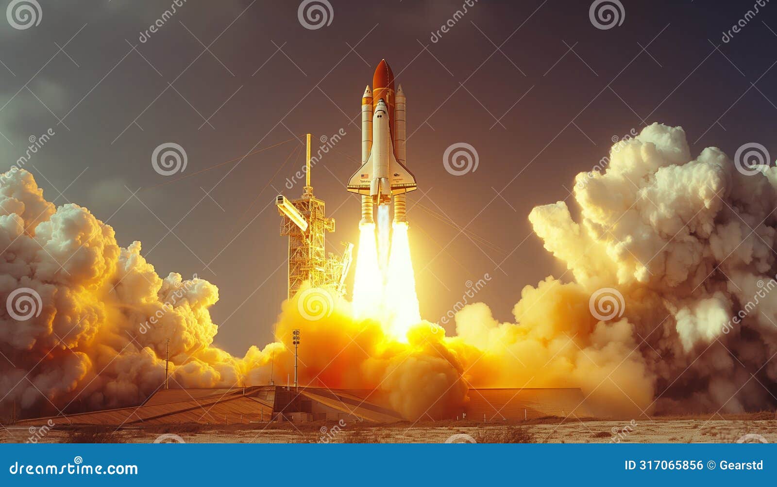 Space Shuttle Launch with Dramatic Cloudscape Stock Photo - Image of ...