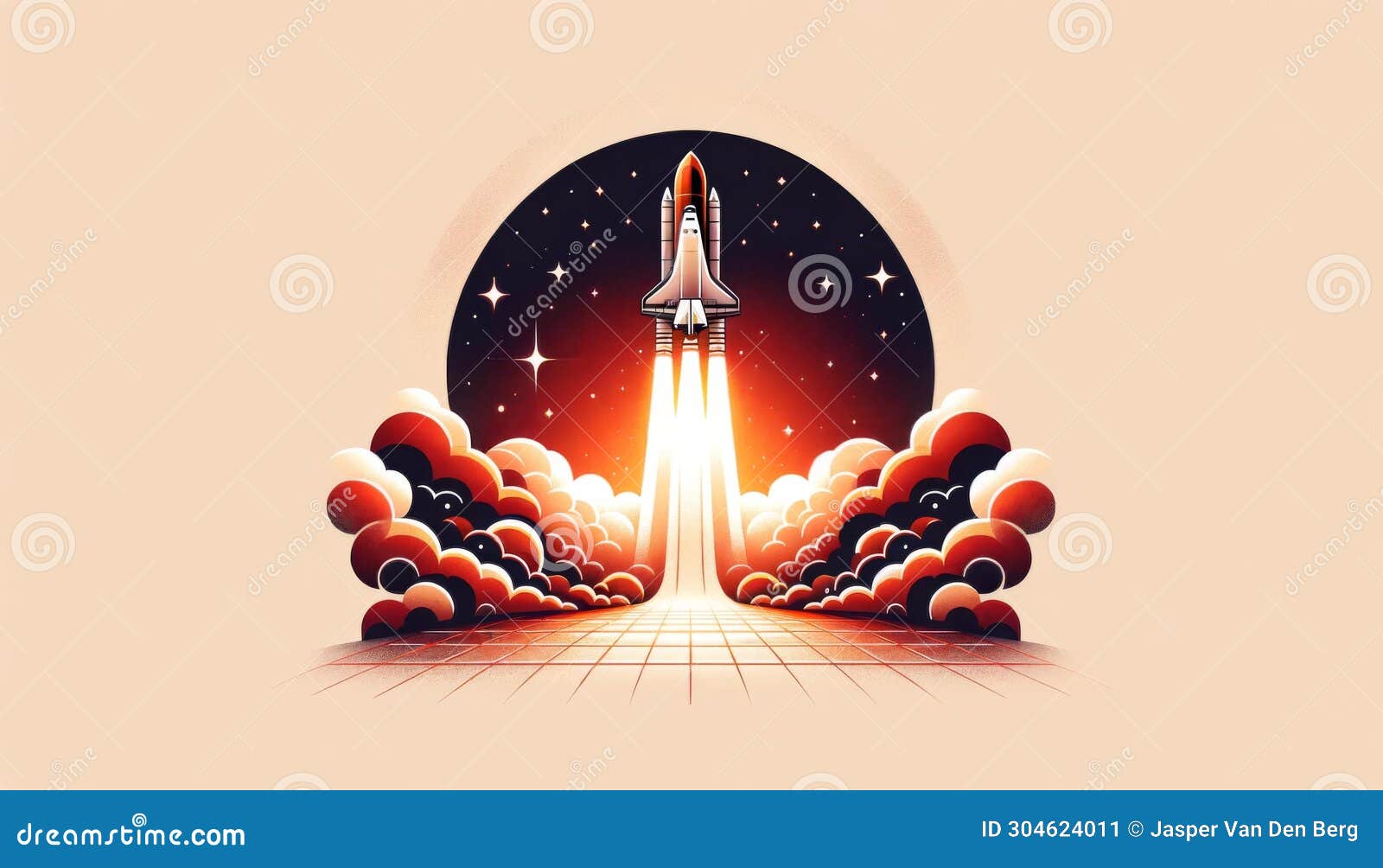 Space Shuttle Launch Illustration, Exploration Concept Stock ...