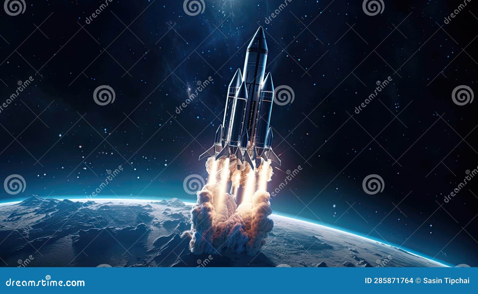 Space Shuttle Launch in the Open Space Over the Earth. Sky and Clouds ...