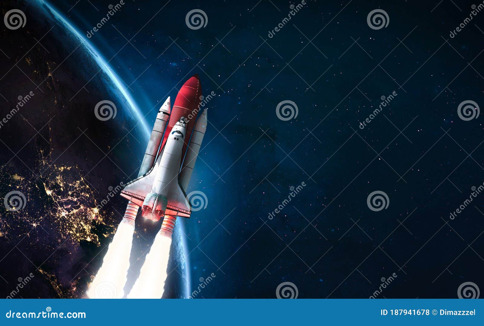 Space Shuttle Launch in the Open Space from the Earth Stock ...