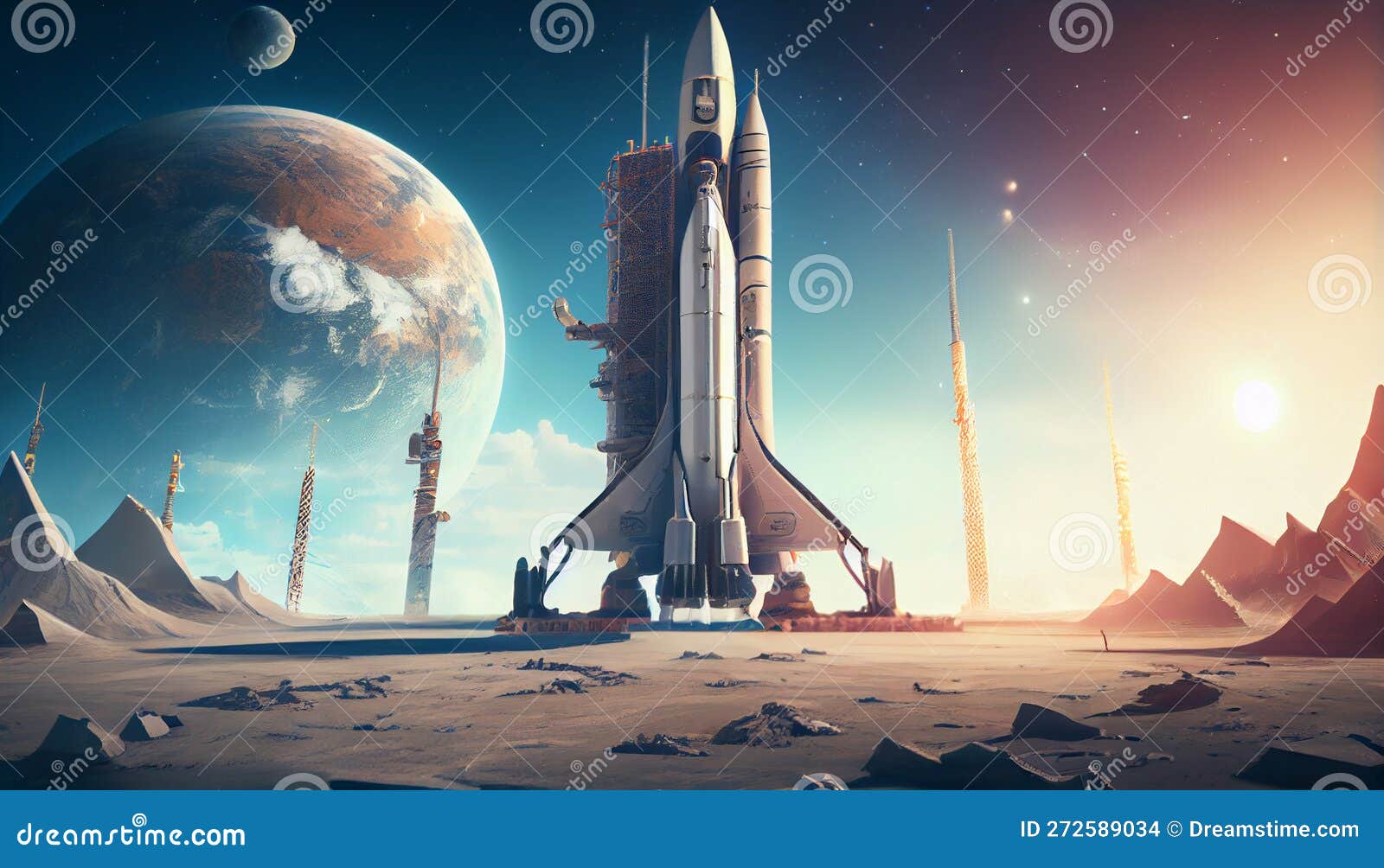 Space Shuttle Launch in the Open Space Over the Earth. Sky and Clouds ...