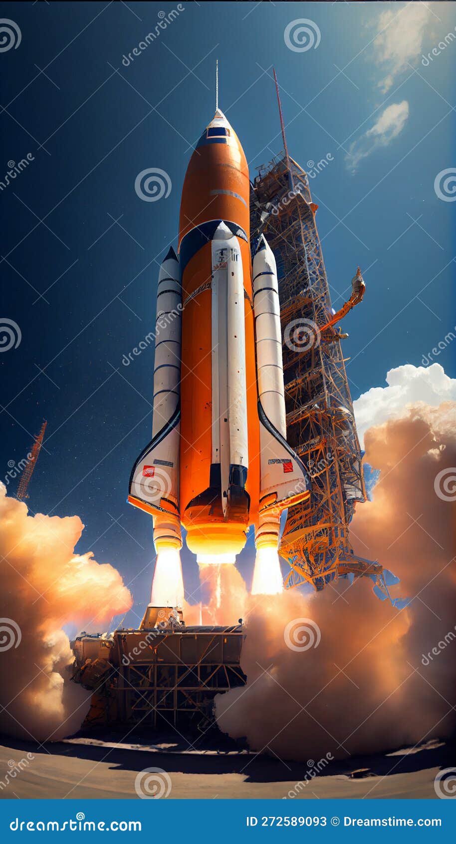 Space Shuttle Launch in the Open Space Over the Earth. Sky and Clouds ...