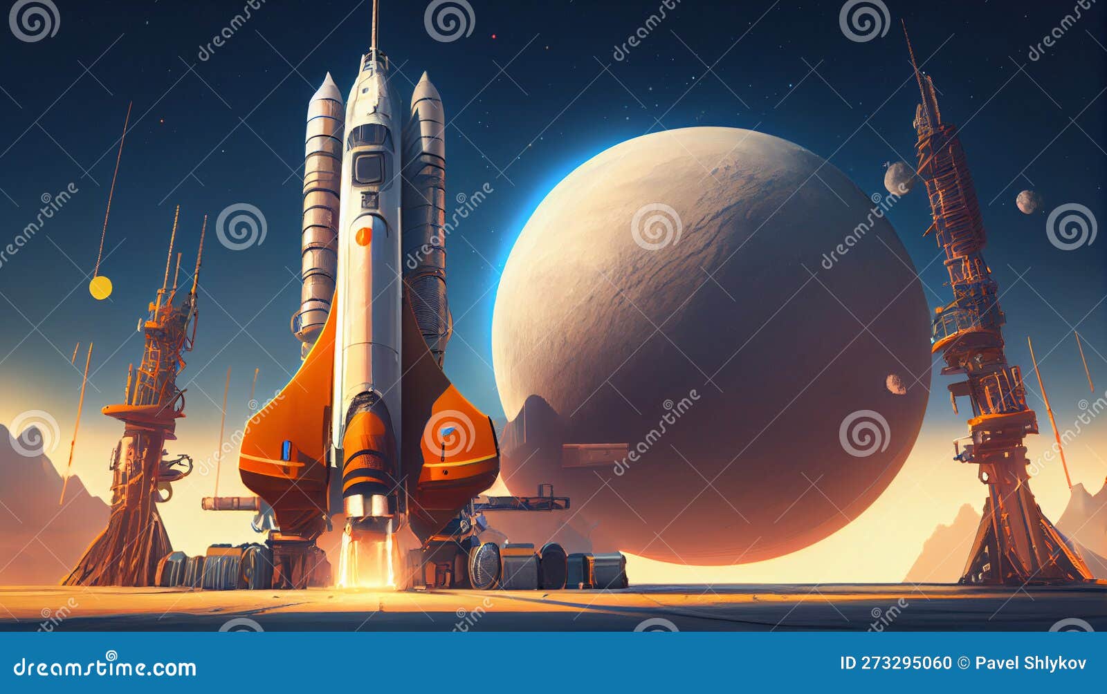 Space Shuttle Launch in the Open Space Over the Earth. Sky and Clouds ...