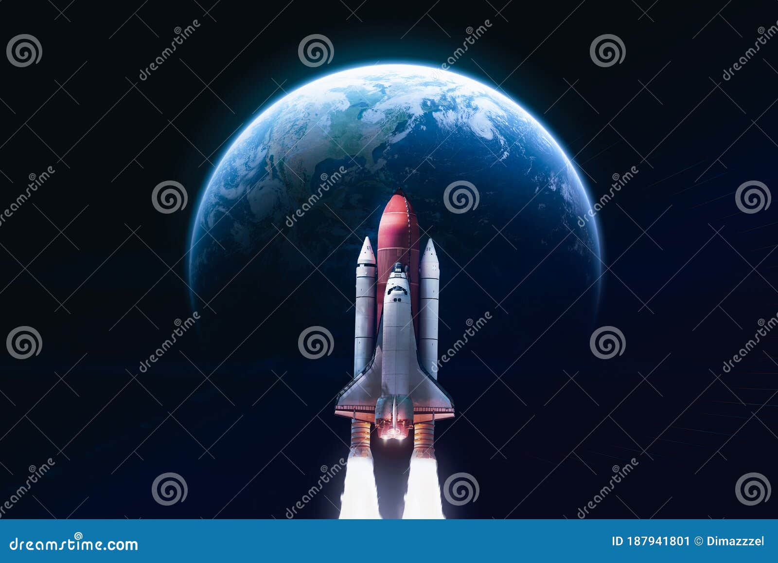 Space Shuttle Launch in the Open Space Over the Earth Stock ...