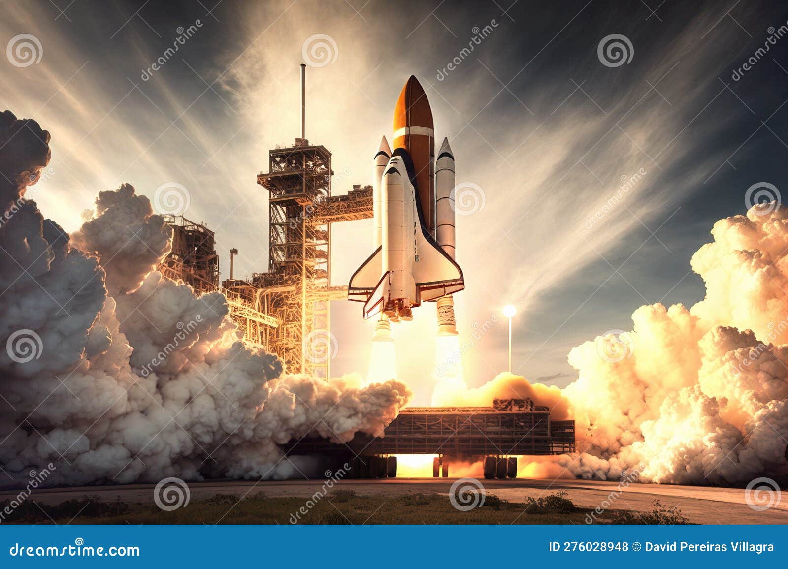 Space Shuttle on Launch Pad Taking Off. Generative AI Stock ...