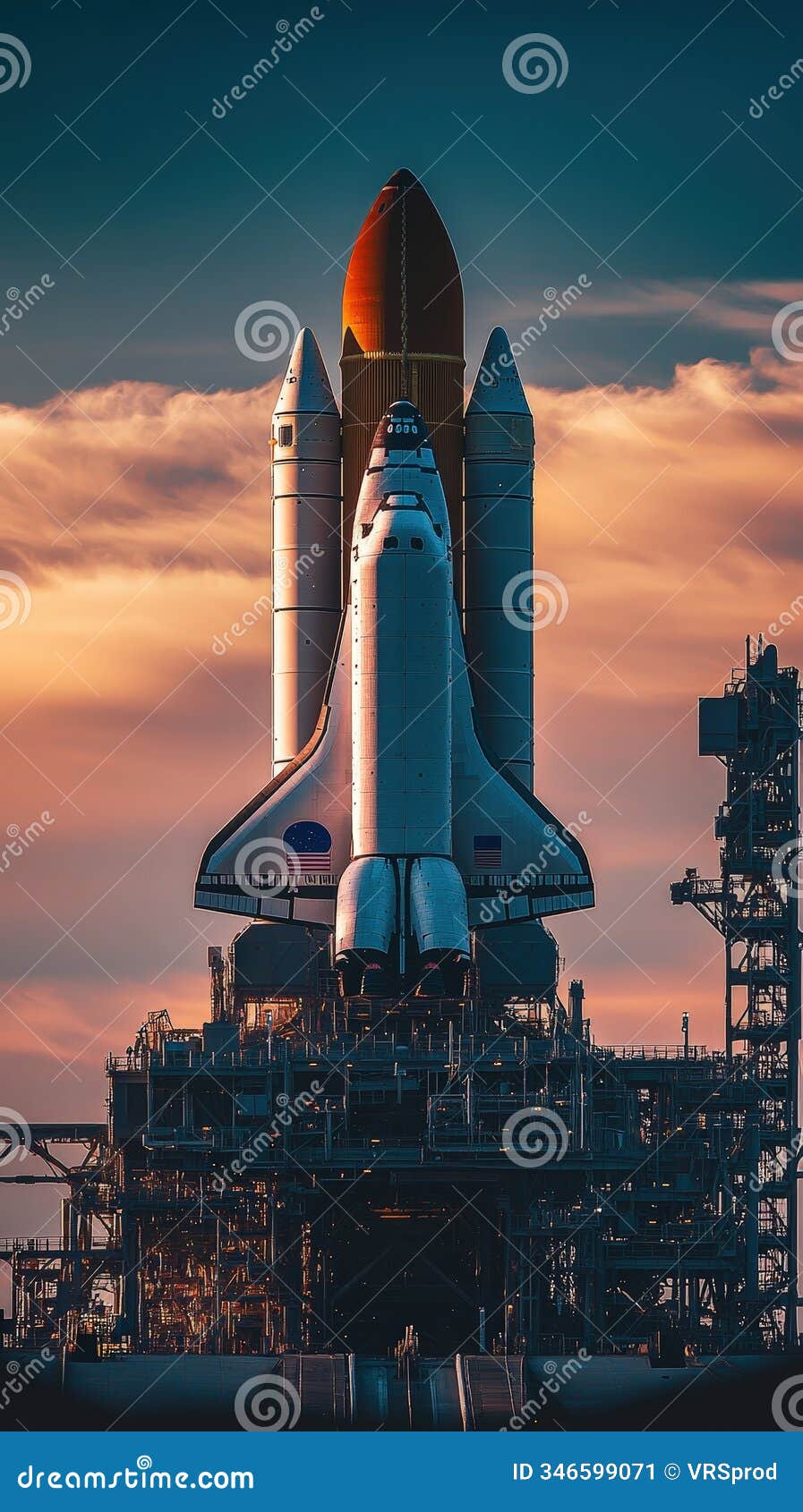 Space Shuttle on Launch Platform at Sunset Stock Image - Image of ...