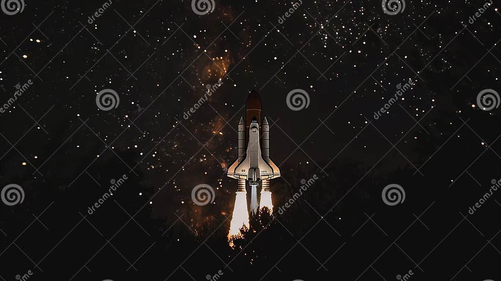 Space Shuttle Launch into Starry Night Sky. Exploration, Technology ...
