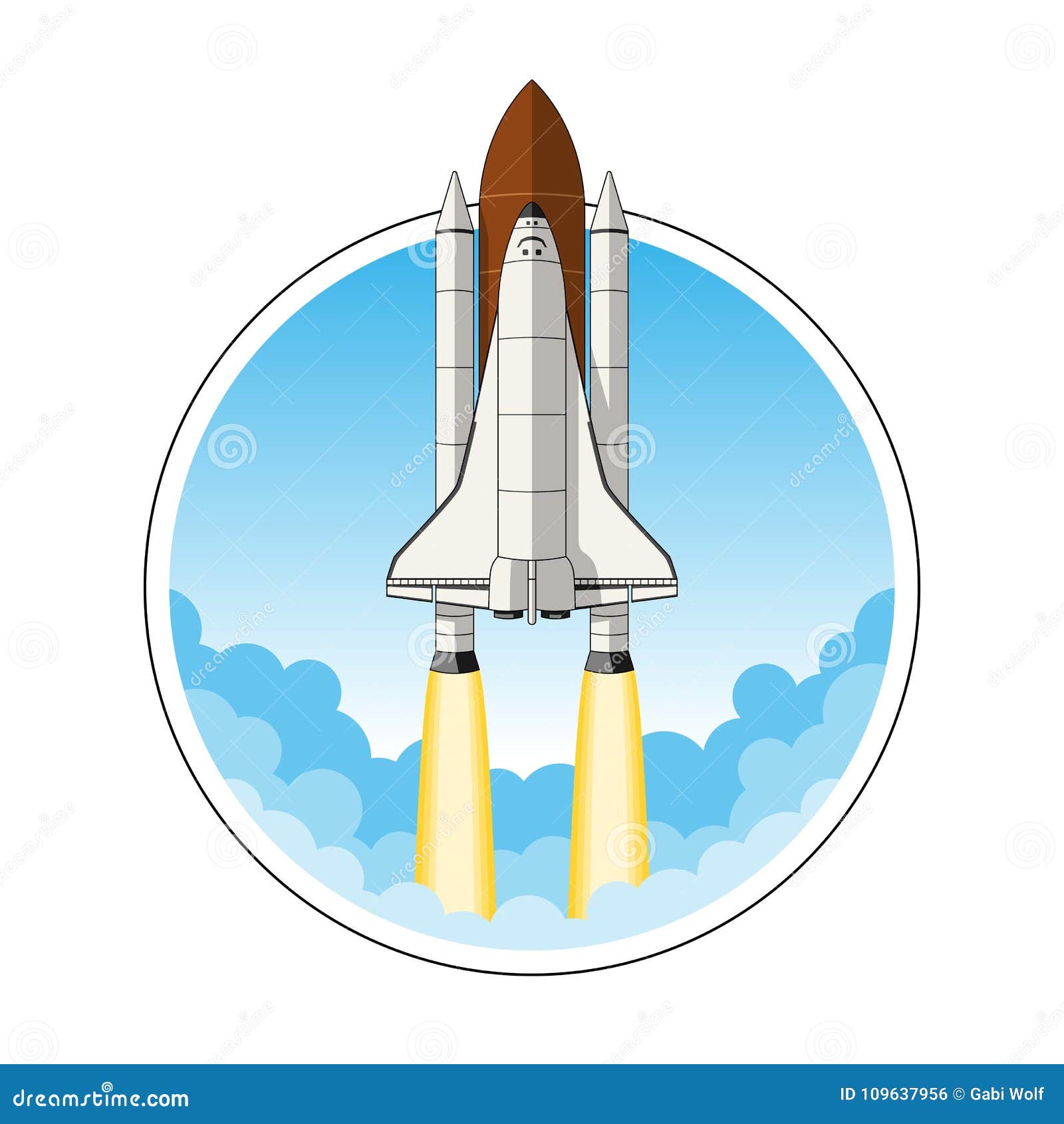 Space shuttle launch stock vector. Illustration of mission - 109637956
