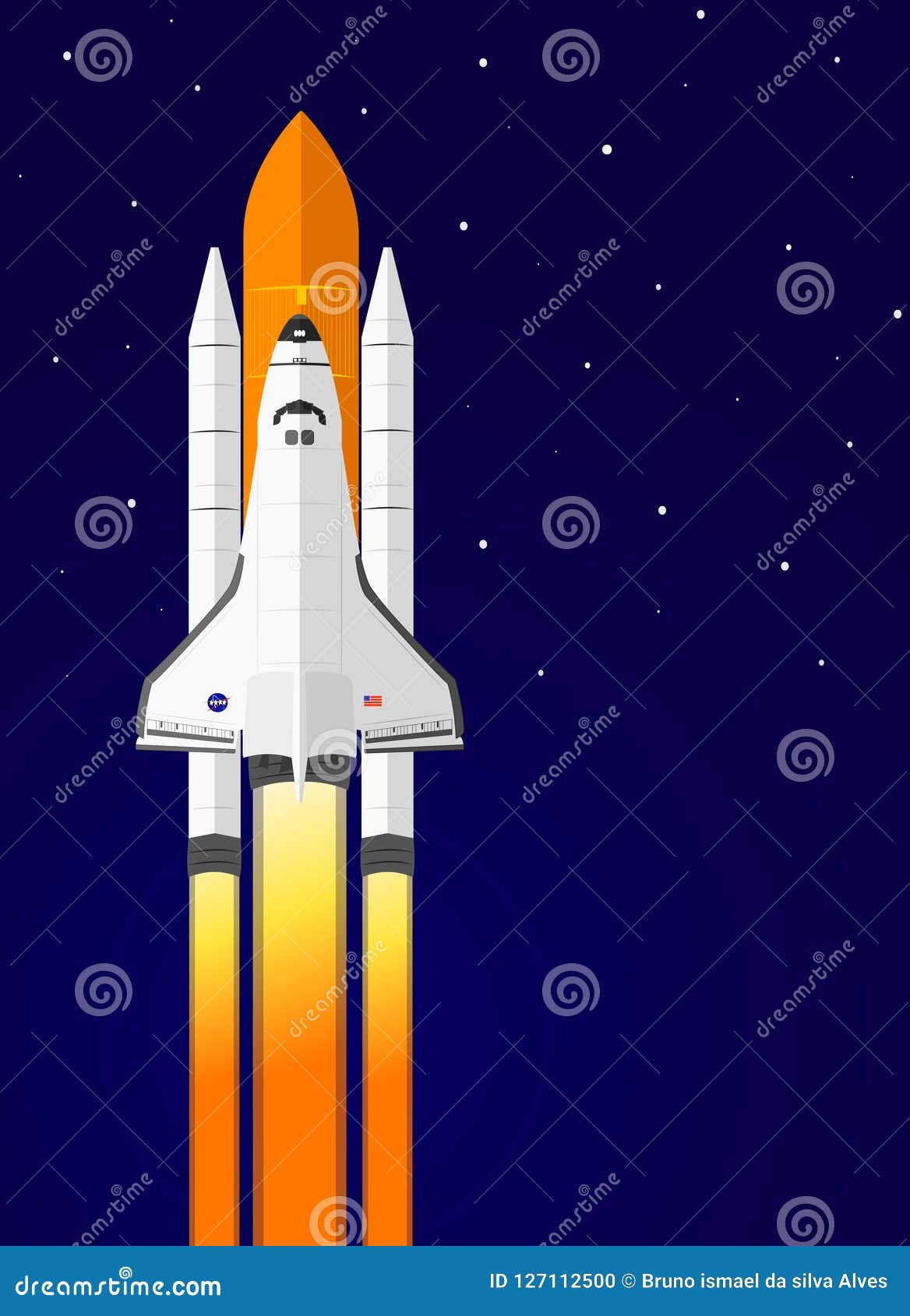 Space Shuttle Launch, Vector Illustration. Stock Illustration ...