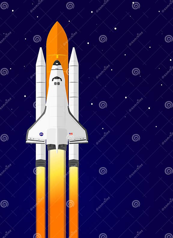 Space Shuttle Launch, Vector Illustration. Stock Illustration ...