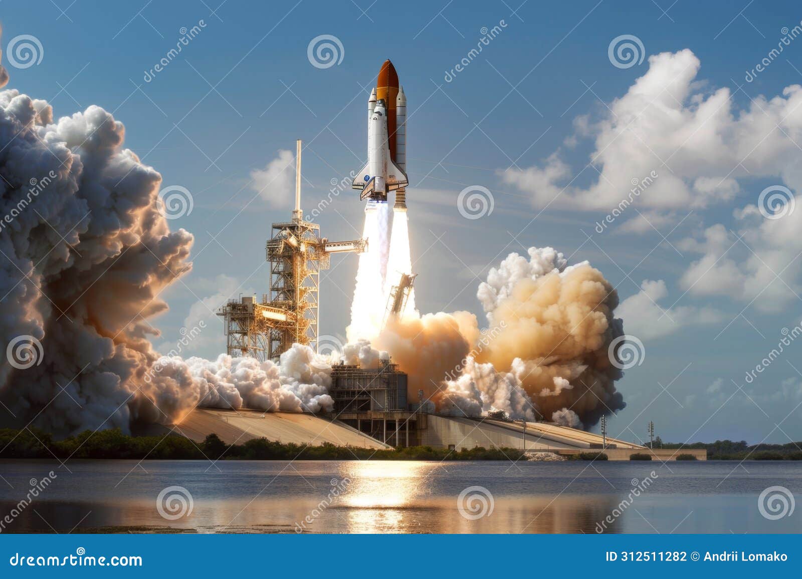Space Shuttle Launching from Launch Pad Stock Photo - Image of ...