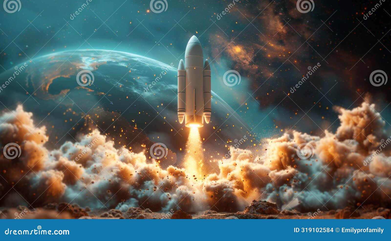 Space Shuttle Launching into Orbit Stock Photo - Image of exploration ...