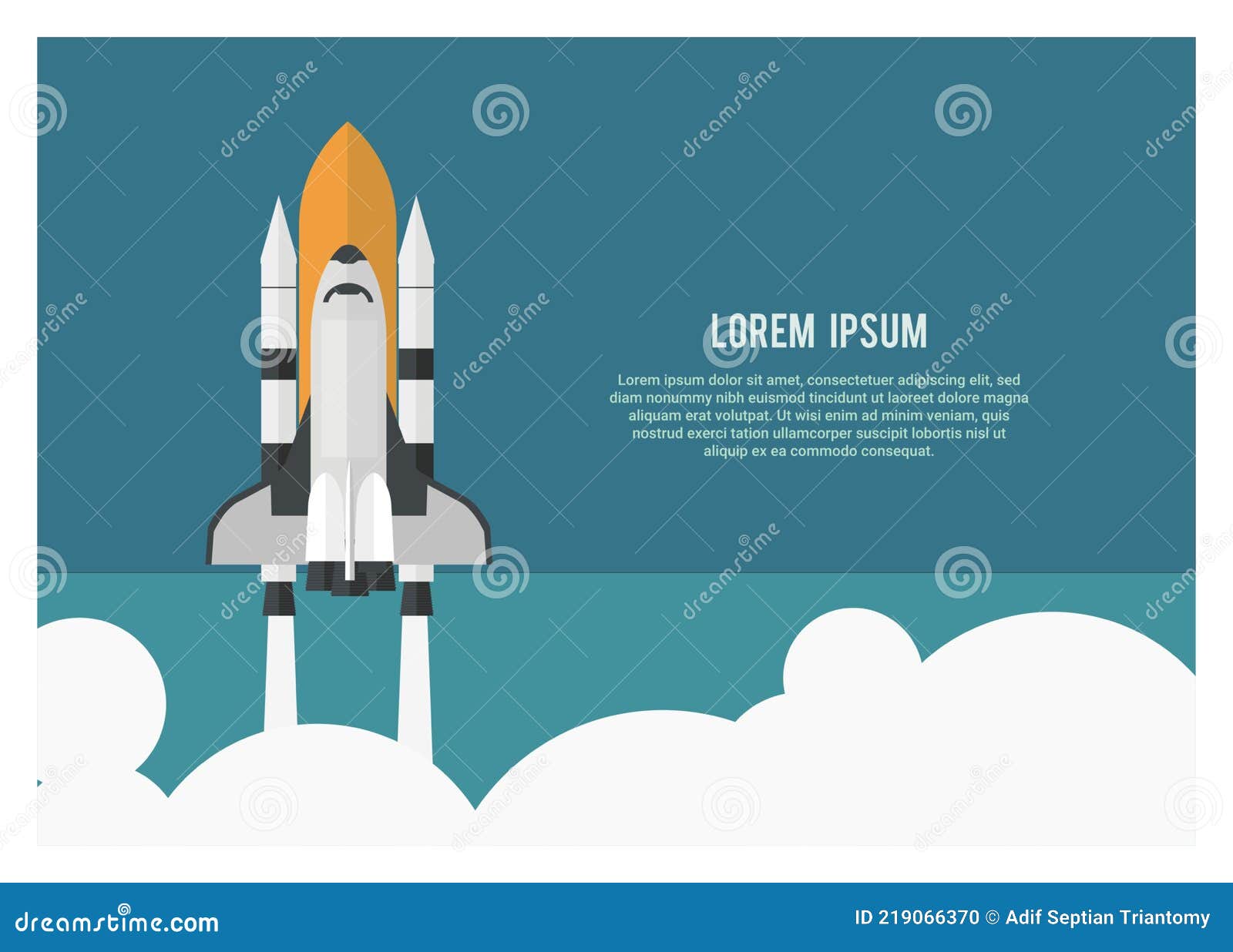 Space Shuttle Launching into the Space. Simple Flat Illustration. Stock ...