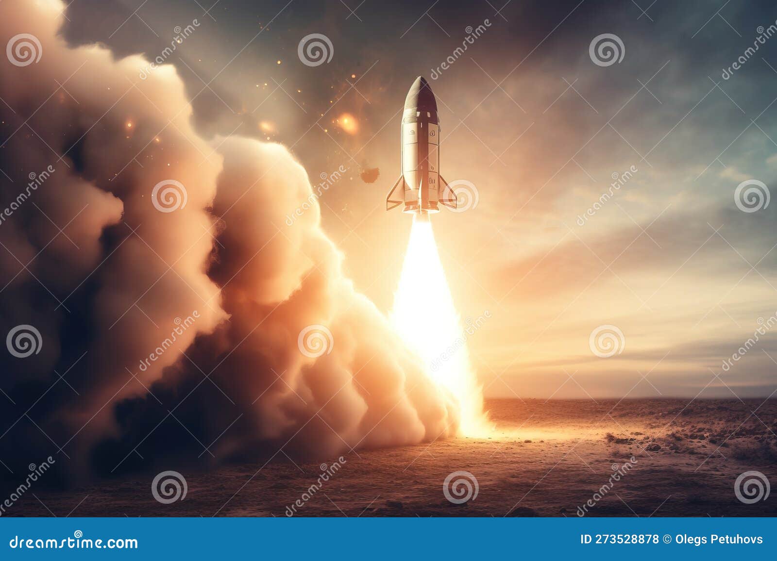 A Space Shuttle Launching into the Sky with Smoke Coming Out of the ...