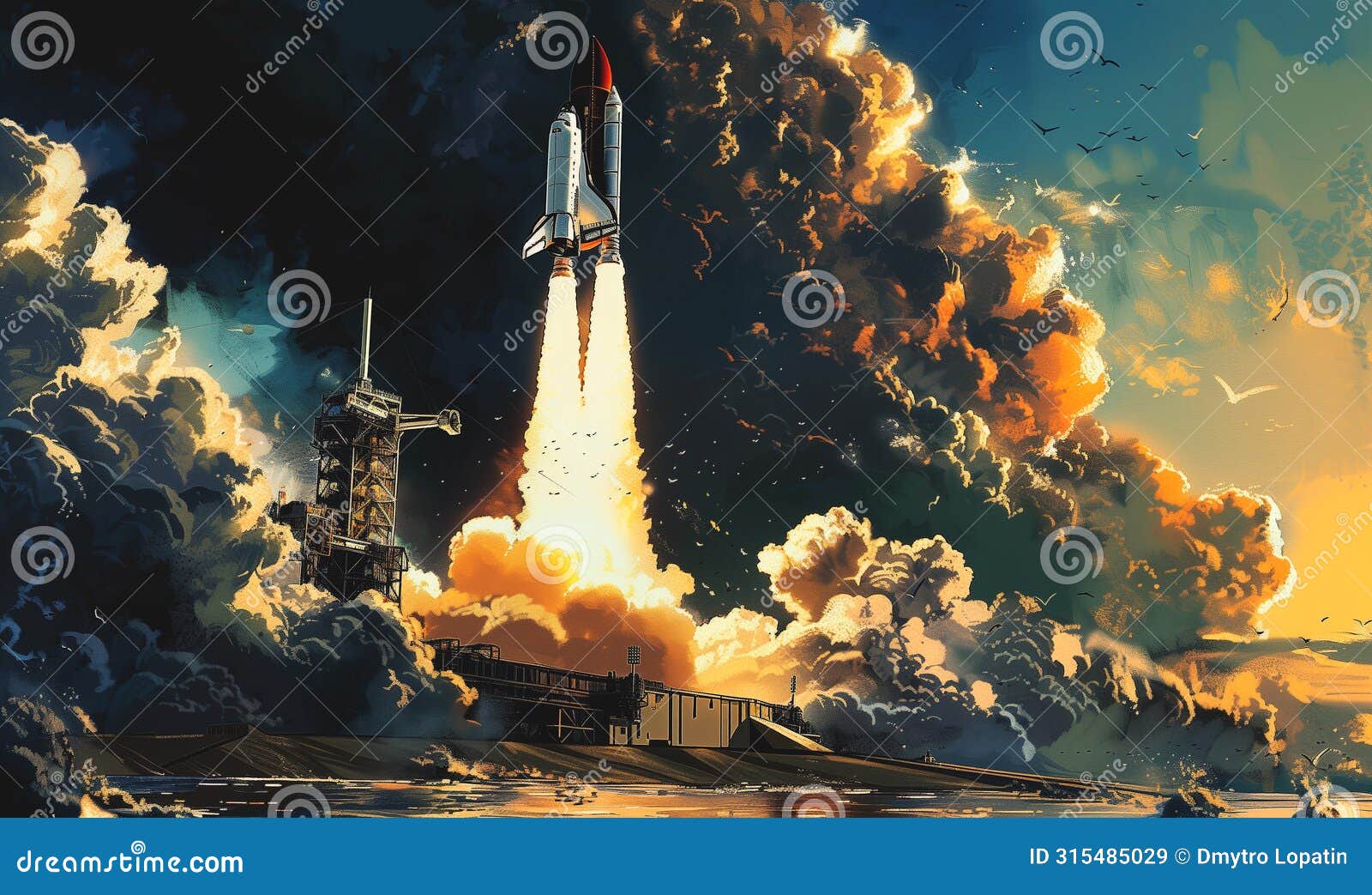 Space Shuttle Launching, Spaceship Taking Off, Discovery and ...