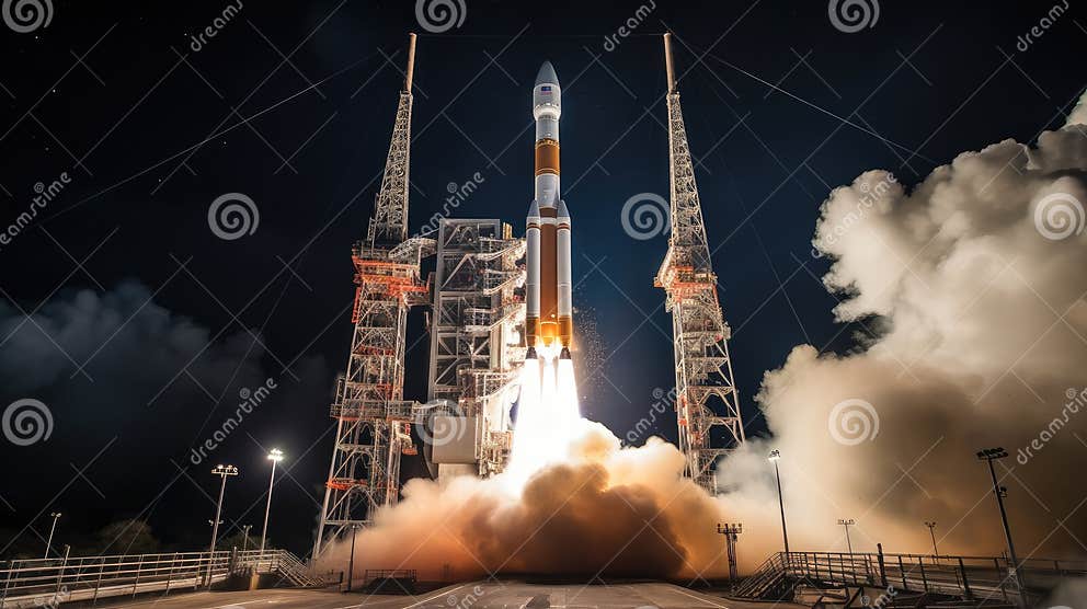 Space shuttle lift off stock illustration. Illustration of fire - 286244711