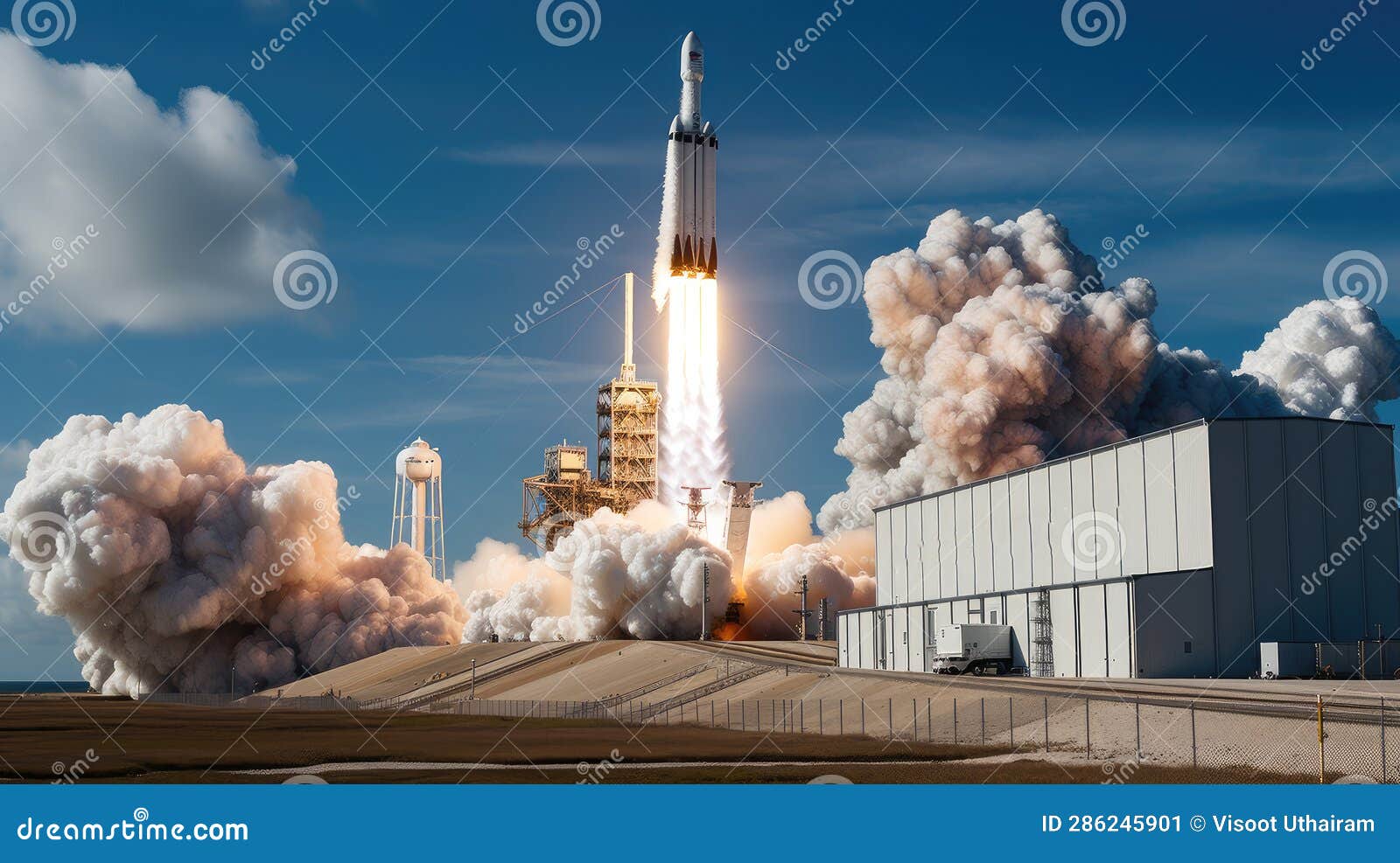 Space shuttle lift off stock illustration. Illustration of fire - 286245901
