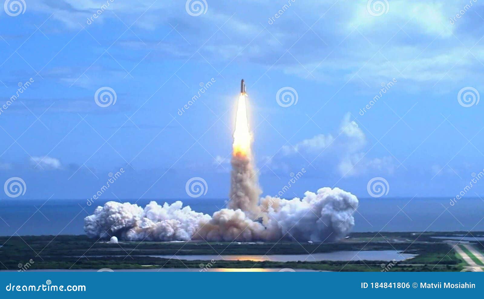 Space Shuttle Lifting Off Over the Water. Stock Footage - Video of ...