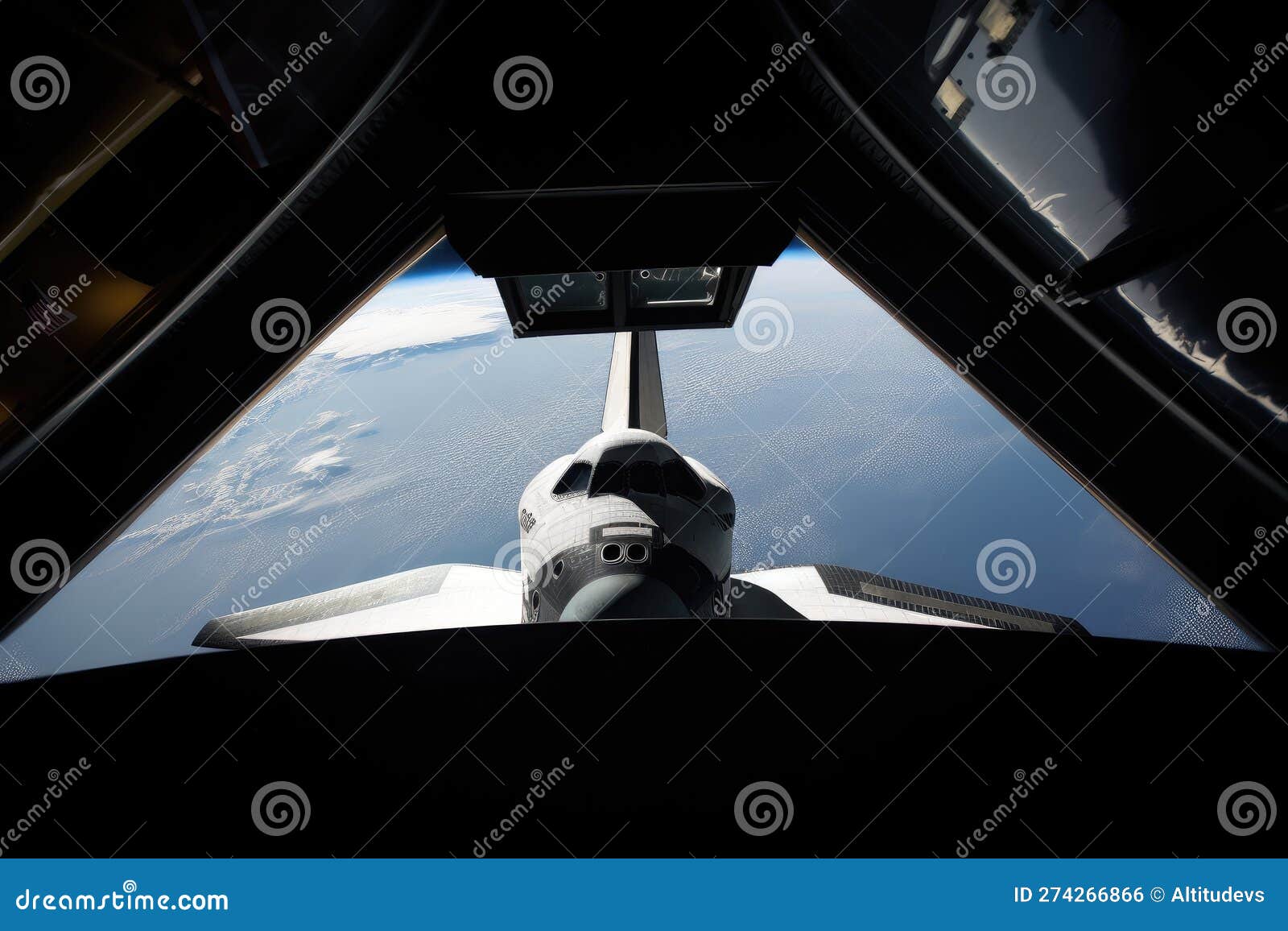 Space Shuttle, Mid-flight, with View of the Earth Visible through the ...