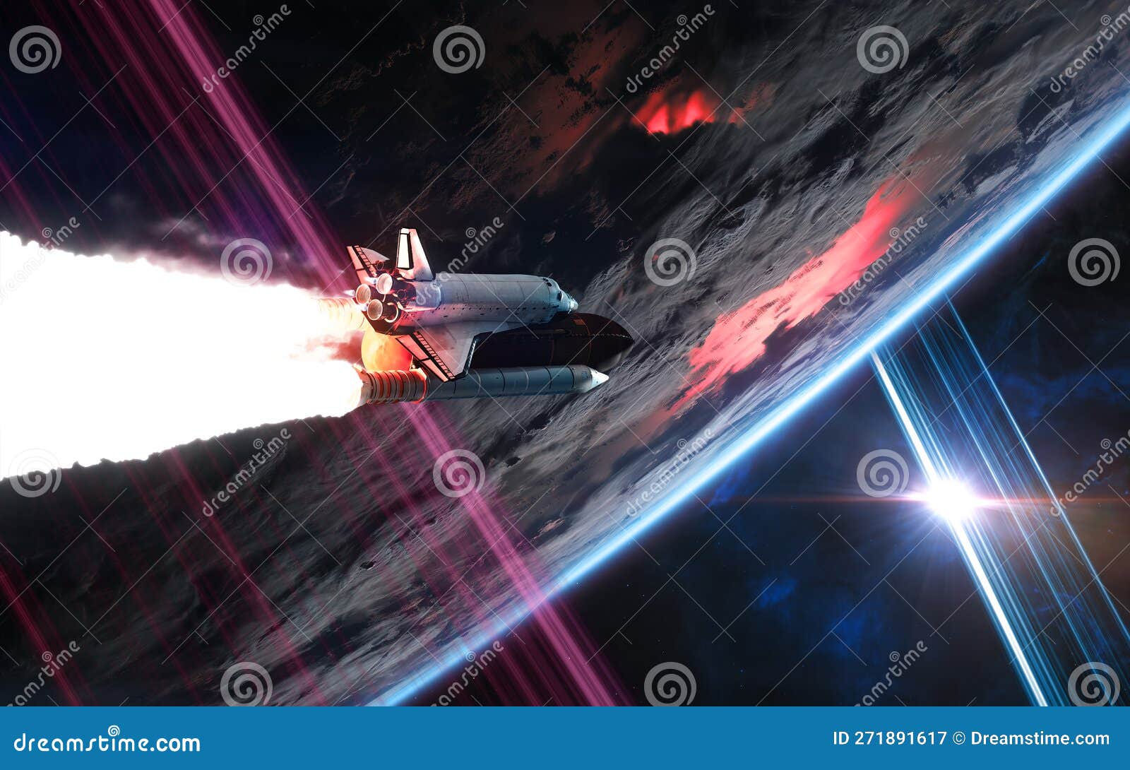 Space Shuttle Orbiting Deep Space Planet Stock Image - Image of orbit ...