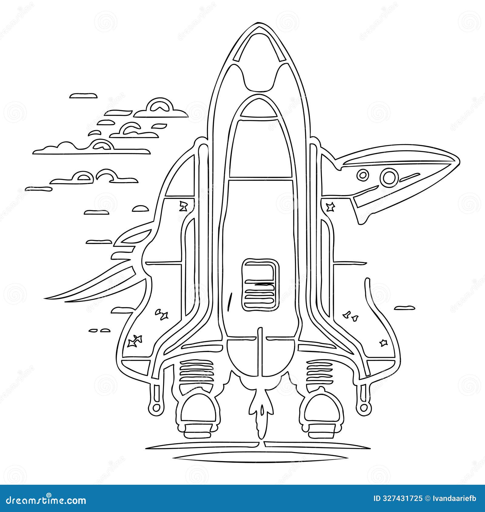 Space Shuttle Outline Illustration Sketch Stock Vector - Illustration ...