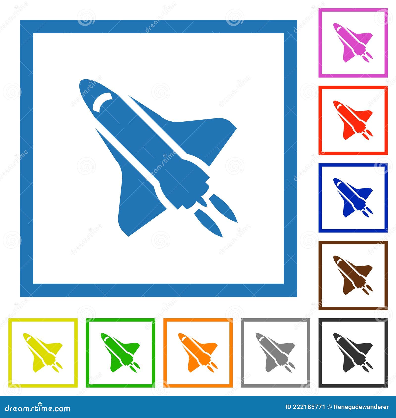 Space Shuttle with Propulsion Flat Framed Icons Stock Vector ...