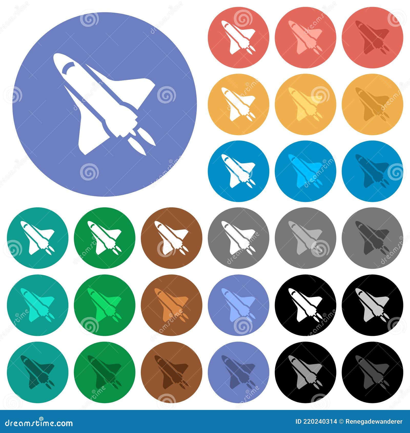 Space Shuttle with Propulsion Round Flat Multi Colored Icons Stock Vector - Illustration of ...