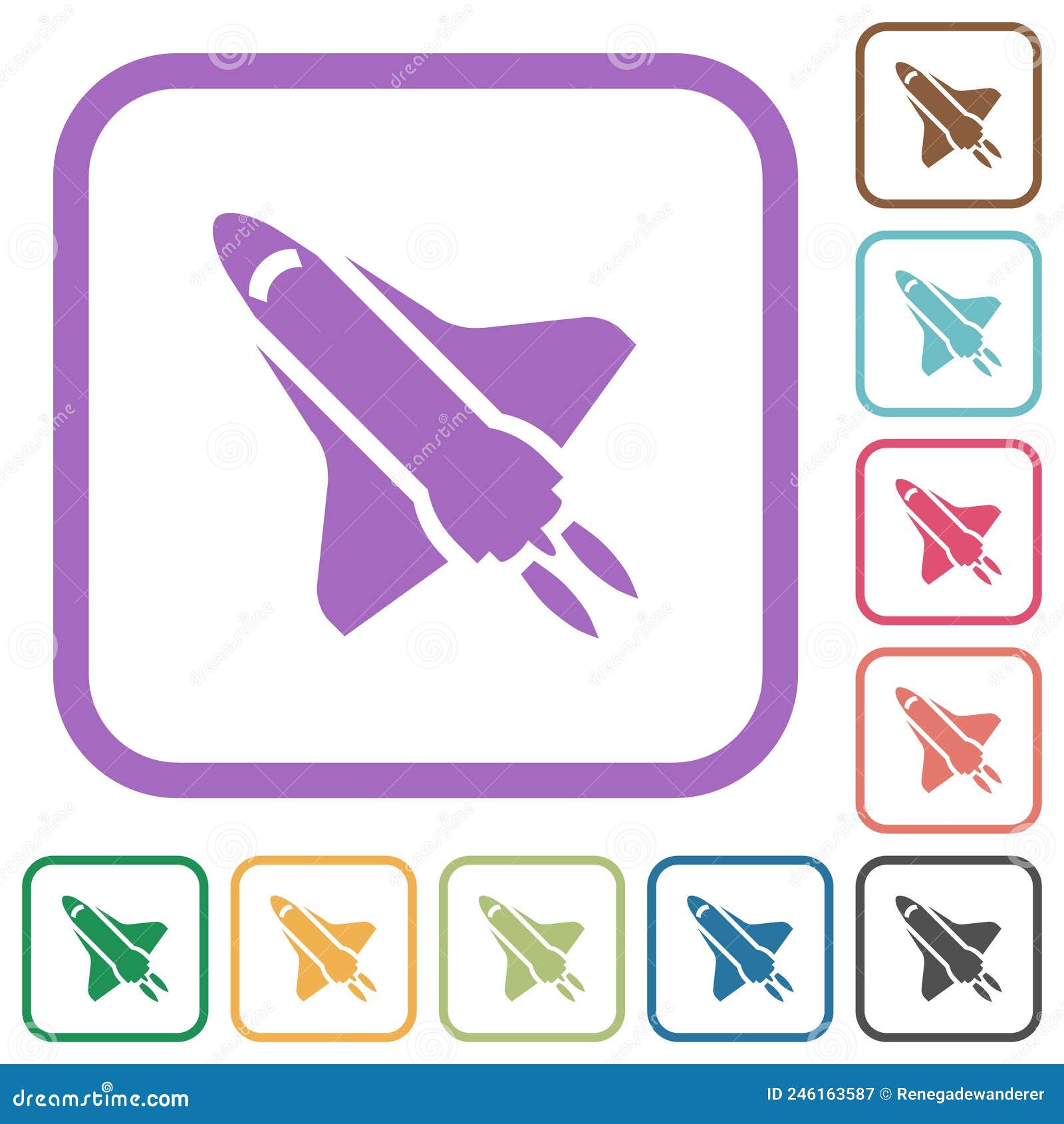 Space Shuttle with Propulsion Simple Icons Stock Vector - Illustration ...