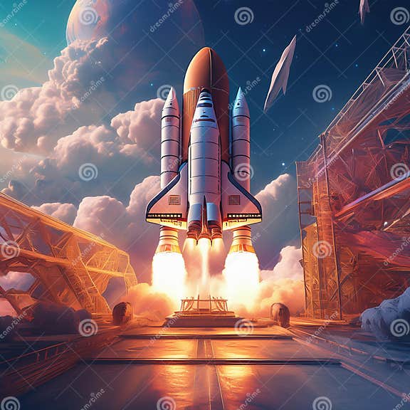 Space Shuttle, AI Generated Stock Illustration - Illustration of north ...