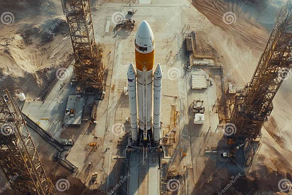 Space Shuttle Ready for Launch on Launch Pad Stock Illustration ...