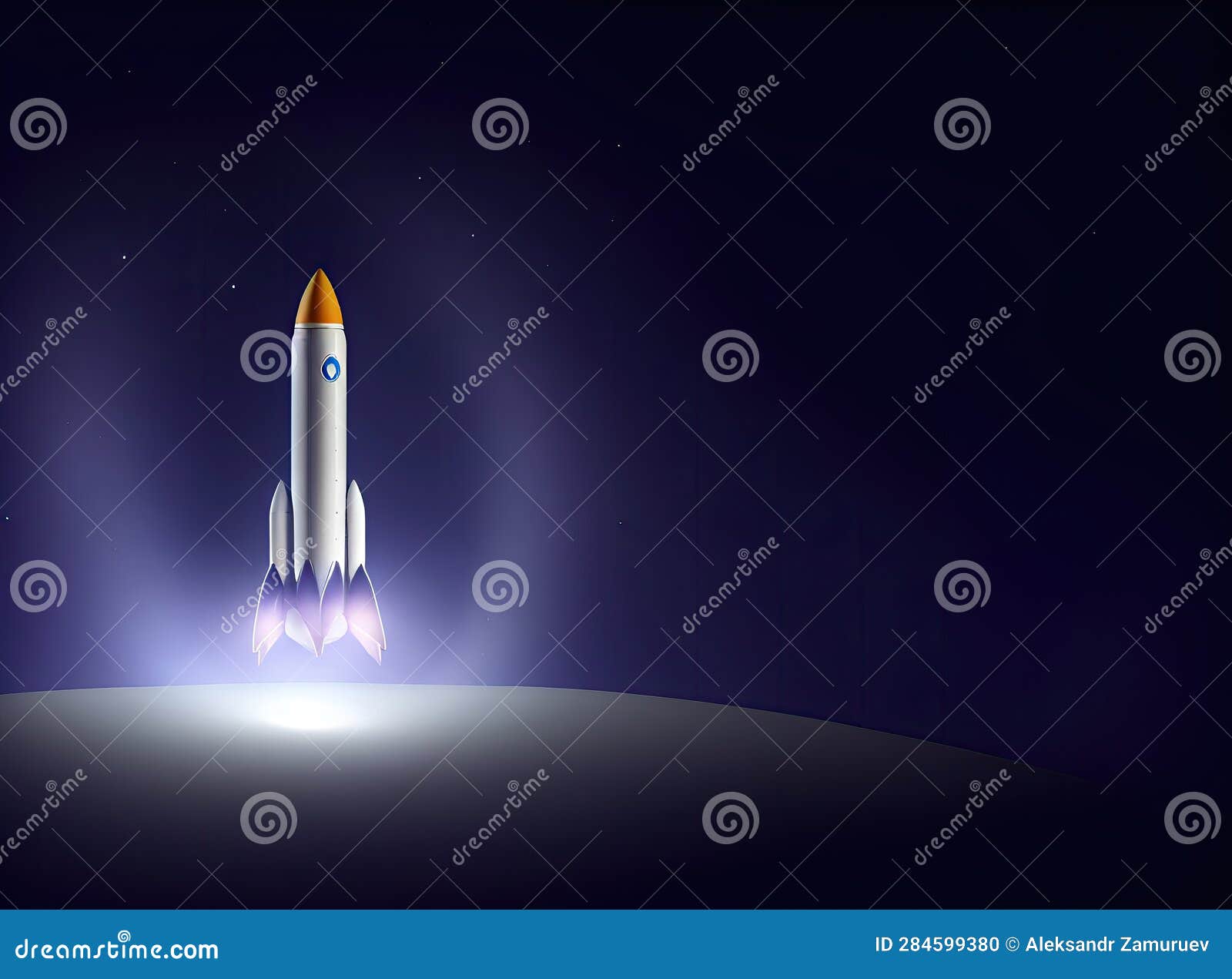 Space Shuttle Rocket in Deep Space with Clouds and Earth Planet ...