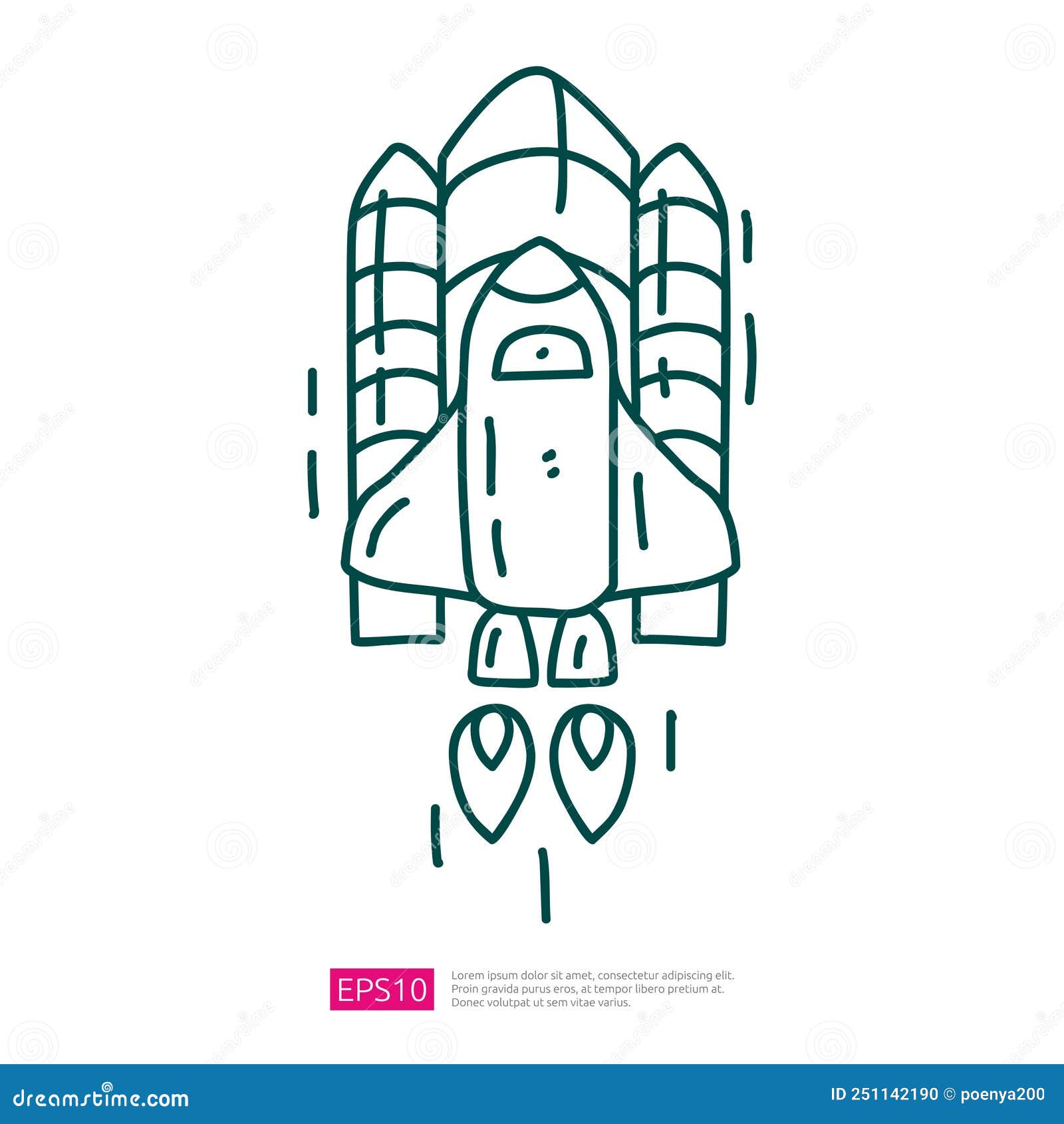 Space Shuttle and Rocket Doodle Stock Vector - Illustration of galaxy ...