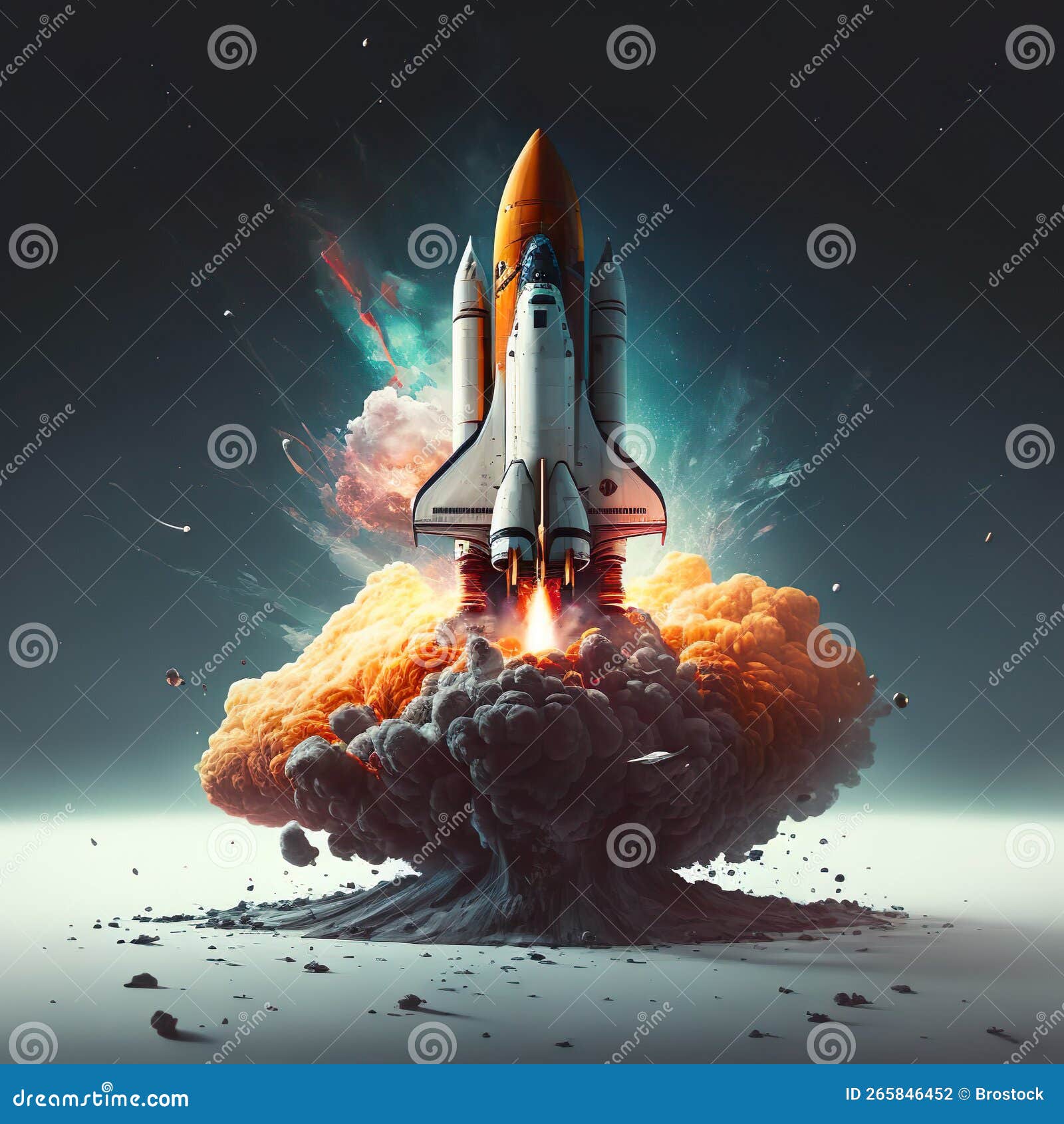 Space Shuttle Rocket Launch with Smoke Stock Illustration ...