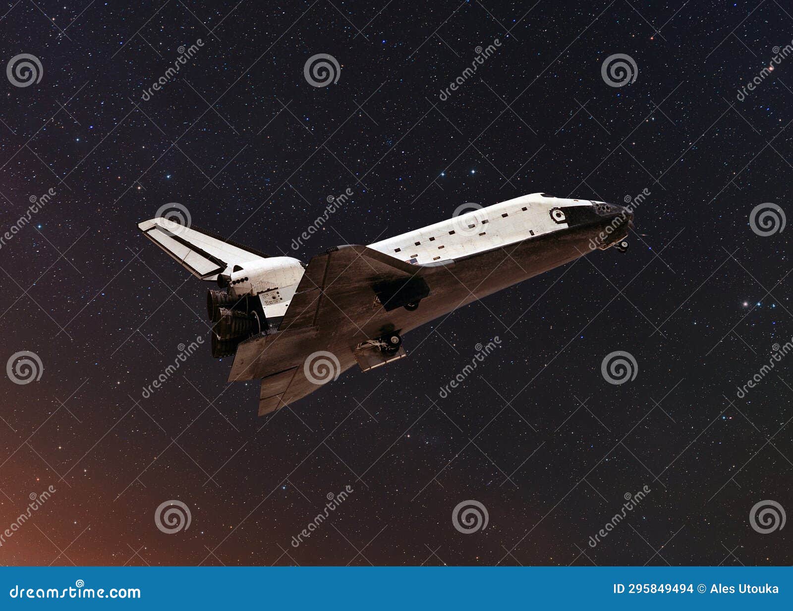 Space Shuttle Rocket Lift Off a Mission in Outer Space with Stars ...