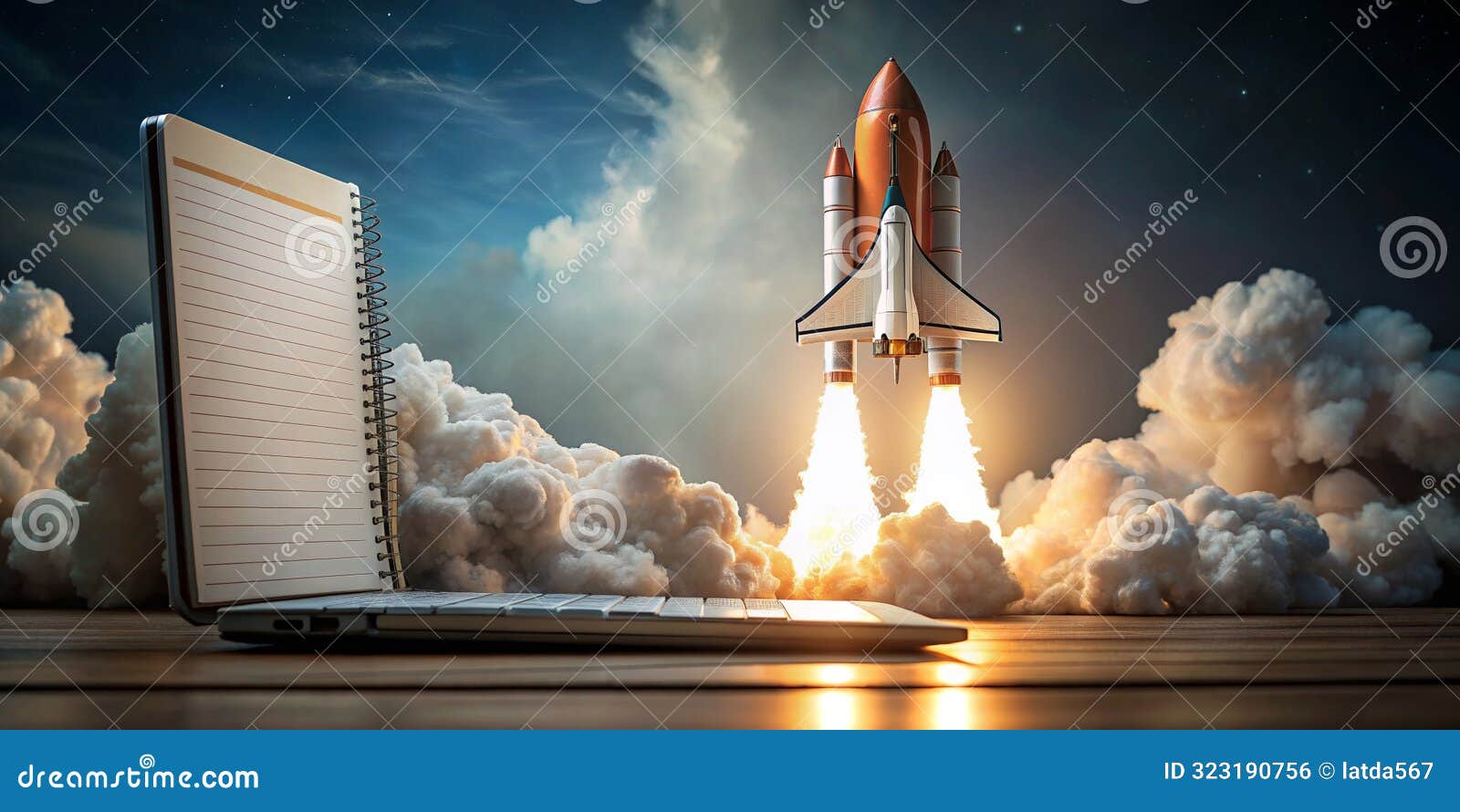 Space Shuttle Rocket Starting from Notebook AI-Generated Content Stock ...