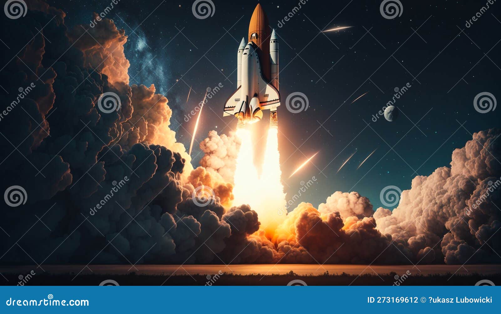 Space Shuttle Rocket Successfully Launches into Space Stock ...