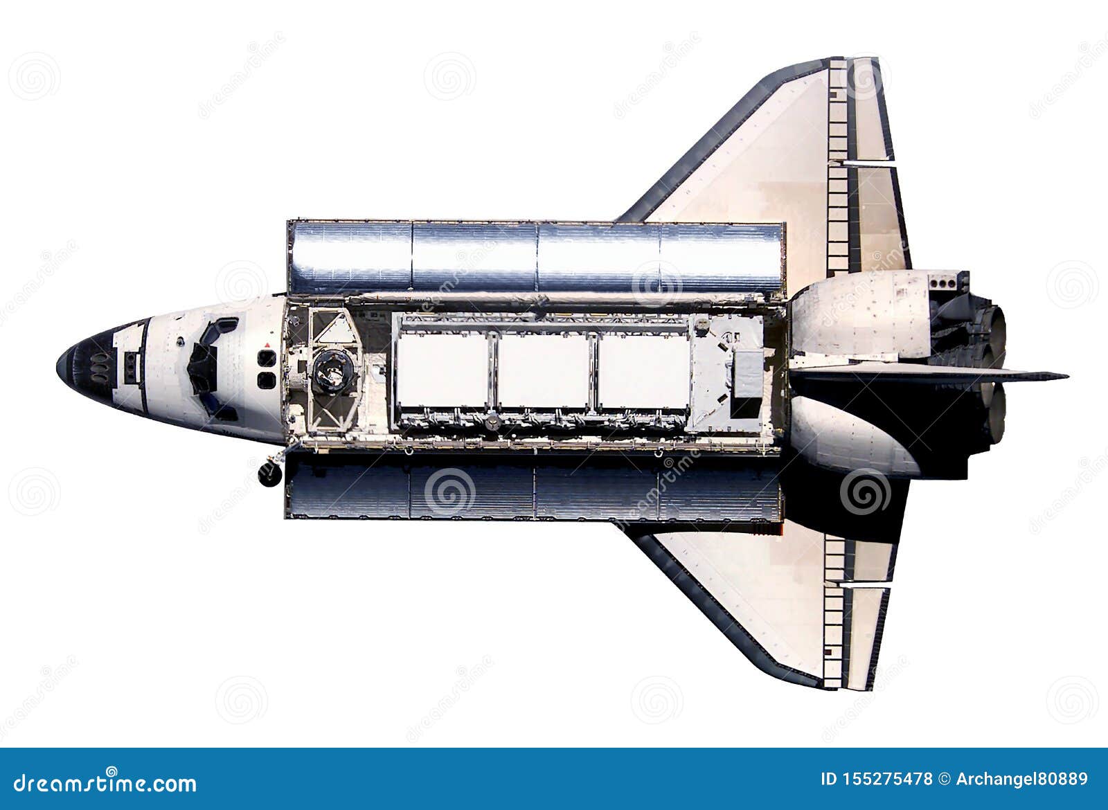 The Space Shuttle, with the Satellite Onboard, Isolated on a White ...