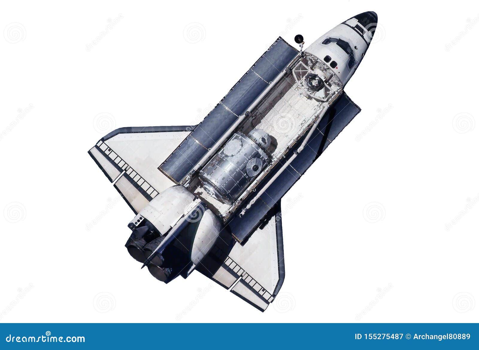 The Space Shuttle, with the Satellite Onboard, Isolated on a White ...