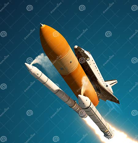 Space Shuttle Solid Rocket Boosters Separation Stock Illustration ...